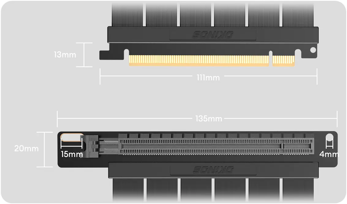 Pcie 4.0 Riser Cable Black 200mm - OKINOS