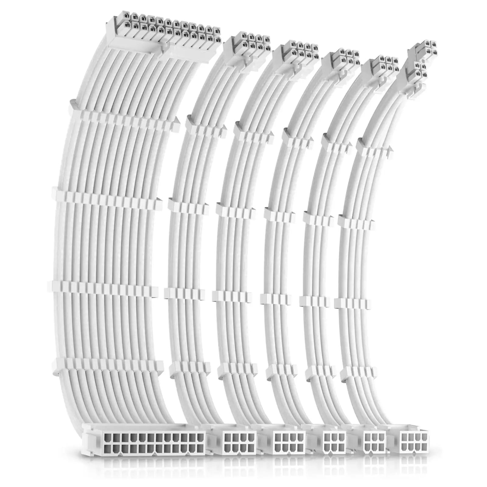 PSU Cable Extension 6 Pack (with 1 EPS & 4 Pcie Cables) White - OKINOS